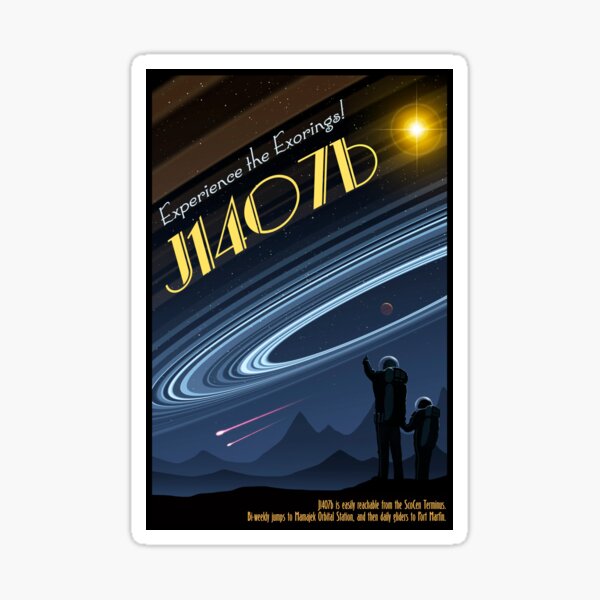 "Space Travel Poster J1407b" Sticker by magarlick | Redbubble