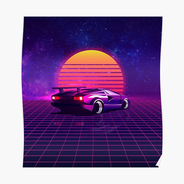 "80s neon retro Lambo" Poster for Sale by Starfoxart | Redbubble