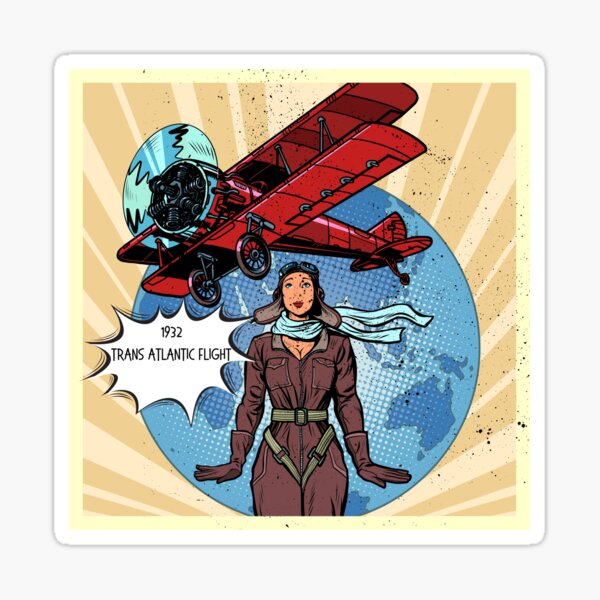 "Vintage world war 2 female biplane pilot" Sticker for Sale by ...