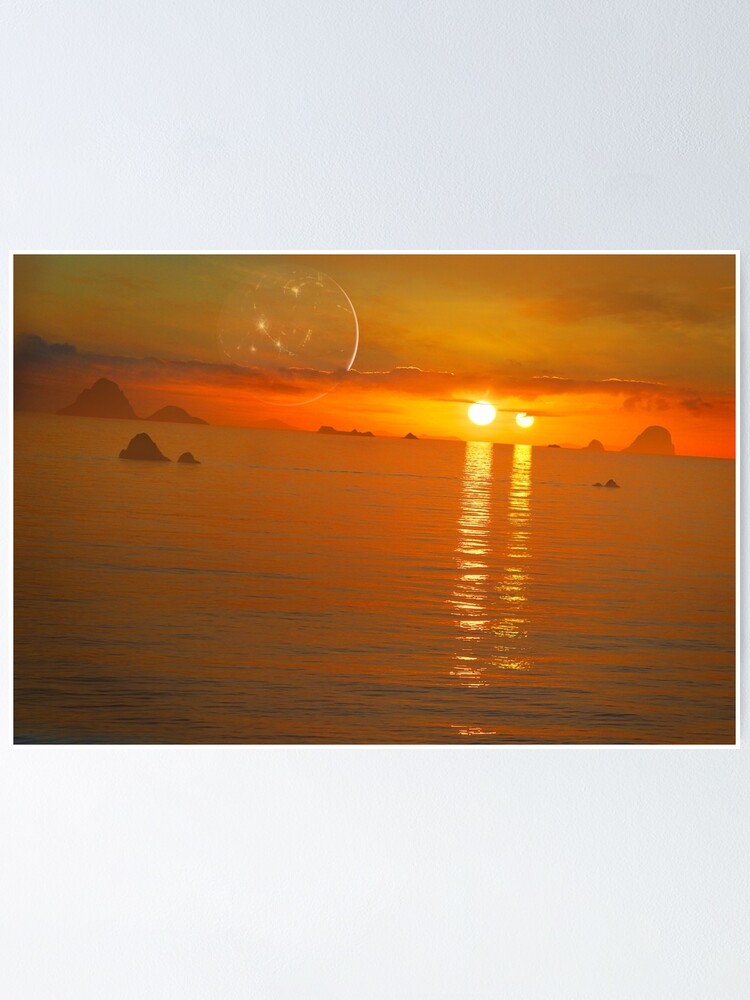 "Binary Sunset" Poster by magarlick | Redbubble