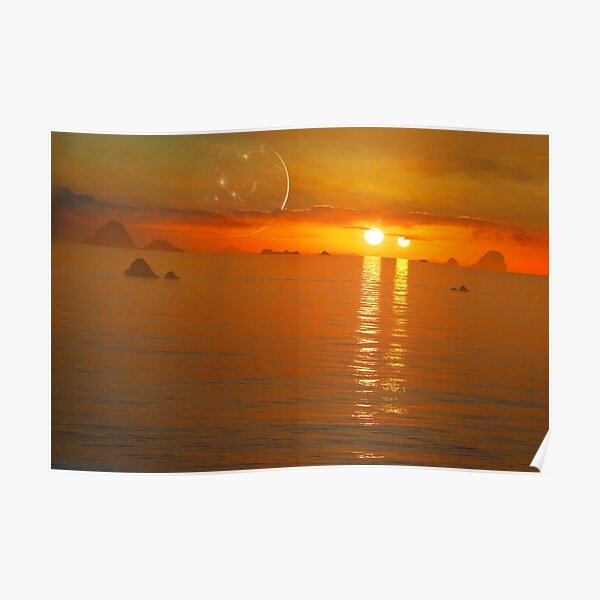 "Binary Sunset" Poster by magarlick | Redbubble