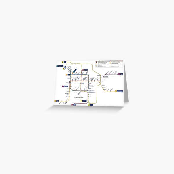"Belgium Brussels Subway Metro Tube Train Map" Greeting Card for Sale ...