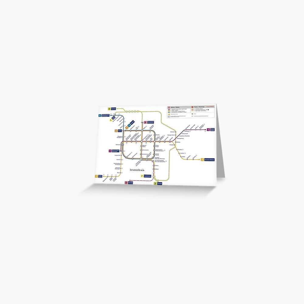 "Belgium Brussels Subway Metro Tube Train Map" Greeting Card for Sale ...