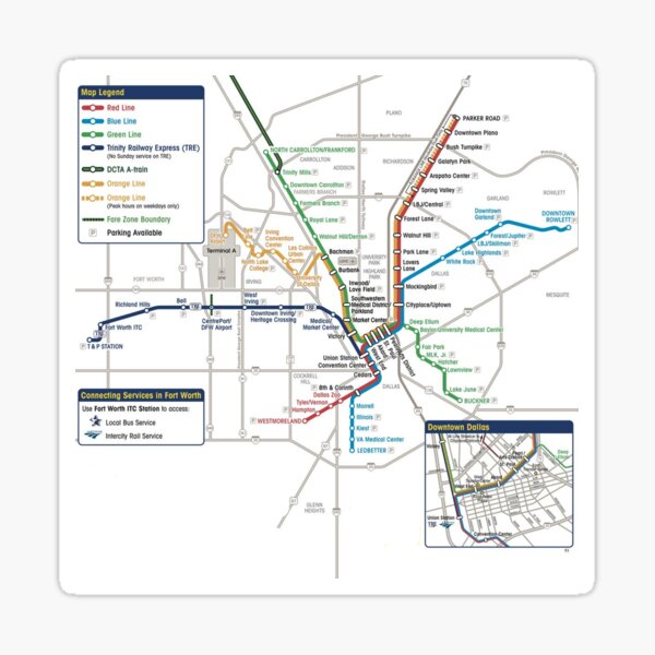 "Dallas Tube Subway Metro Train Map" Sticker for Sale by Linkbekka ...