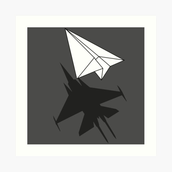 "Paper Airplane Shadow Jet Fighter" Art Print for Sale by SilkyApparel ...
