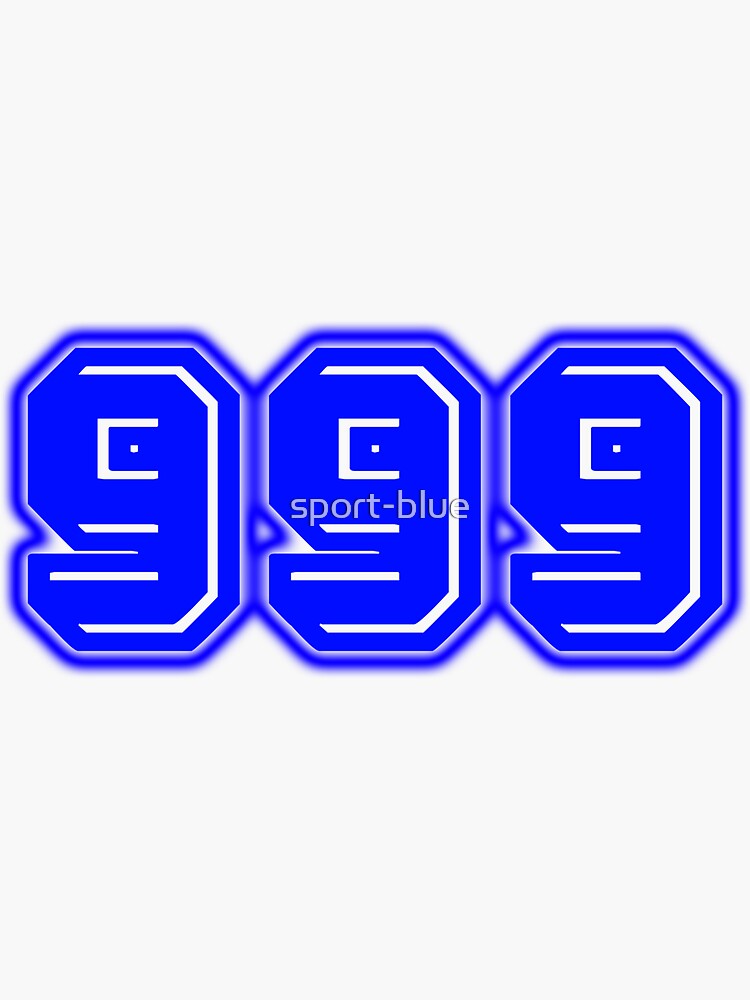 Pegatina «Número azul 999» de sport-blue | Redbubble