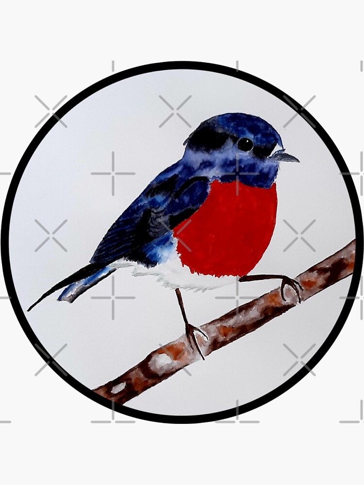 "Rose Robin Watercolour (round border)" Sticker for Sale by StarSpear ...