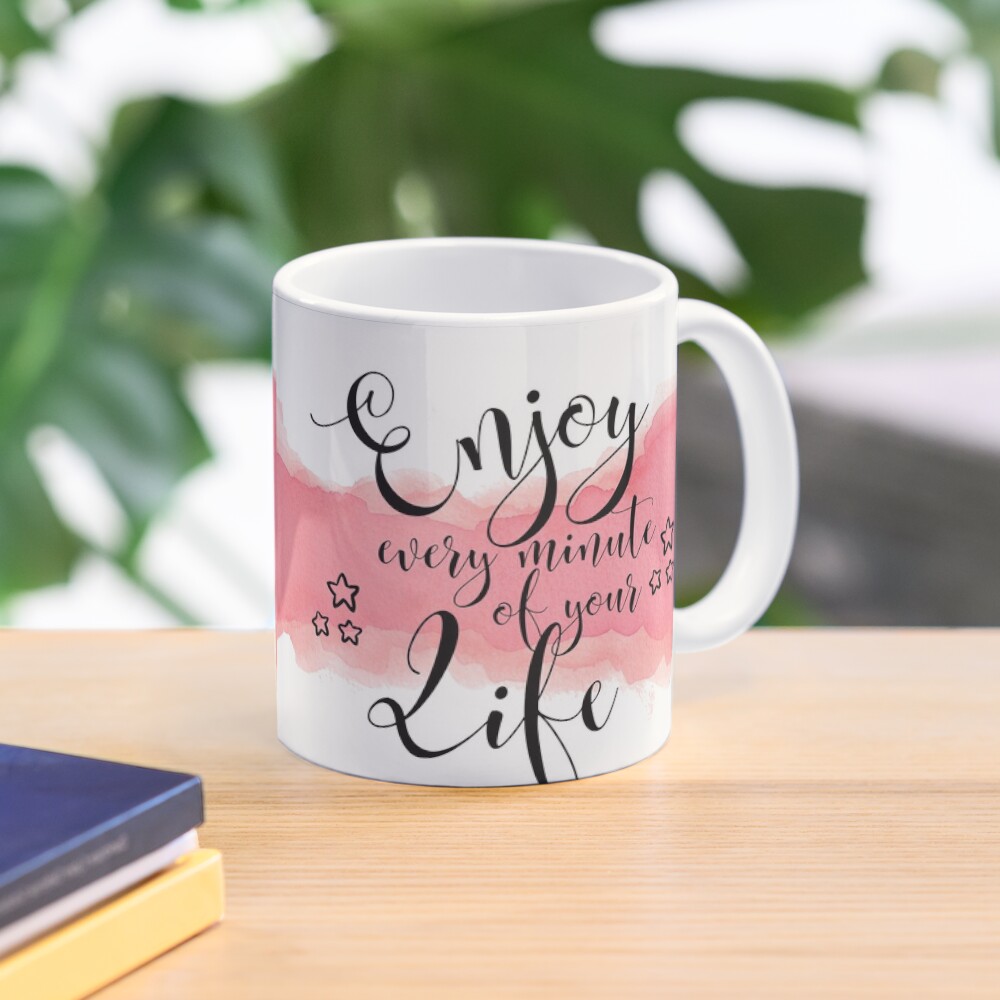 "Pink stationery - Enjoy your life " Coffee Mug by Girlbossvibes ...