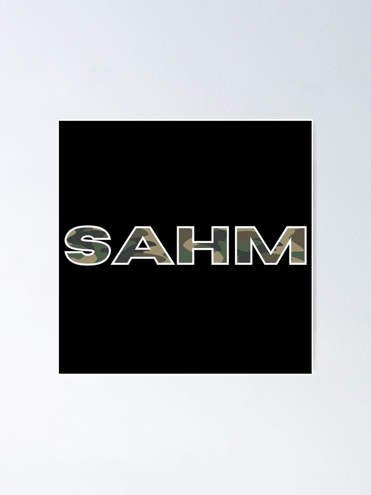 "Stay At Home Mom SAHM Green Woodland Camo (White Outline Design ...