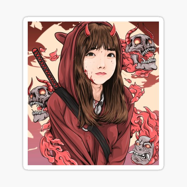 "oni girl with katana" Sticker for Sale by VoE-1 | Redbubble