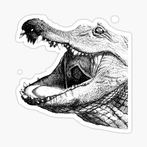 "Smiling Gator - Black & White" Sticker by BatemanBranding | Redbubble