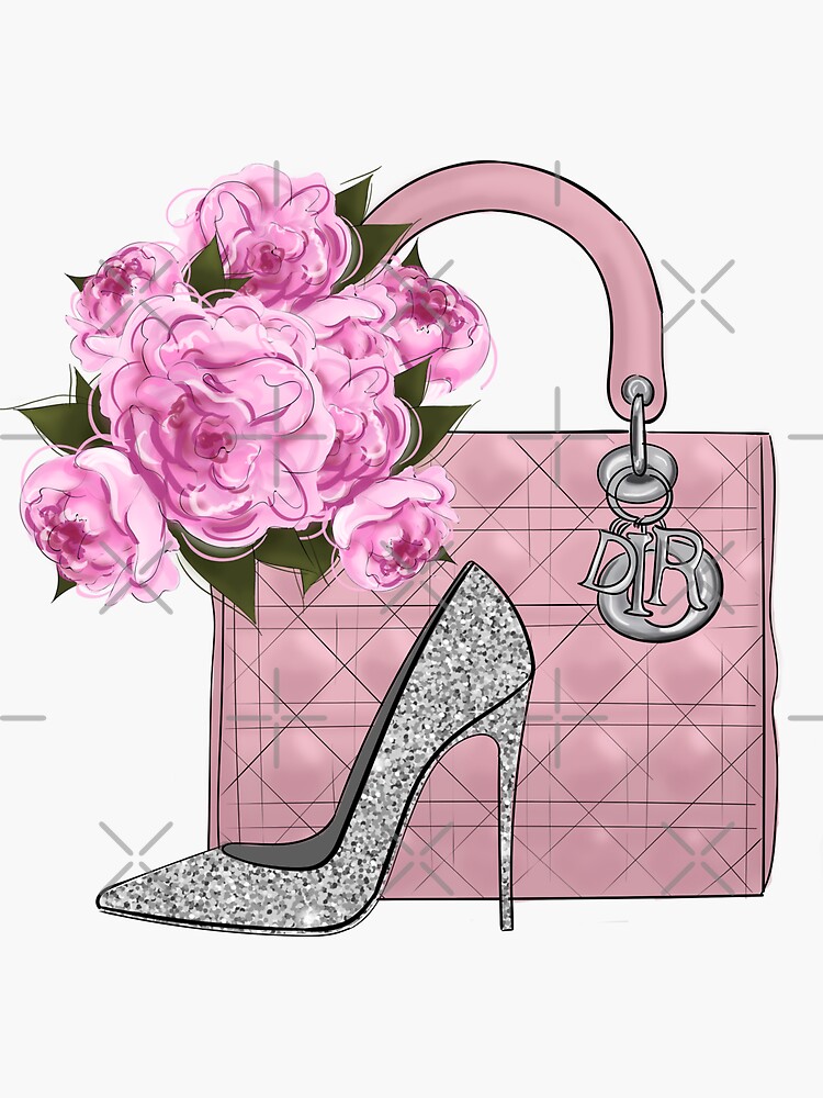 "Fashion accessories girly illustration in pink tones " Sticker for ...