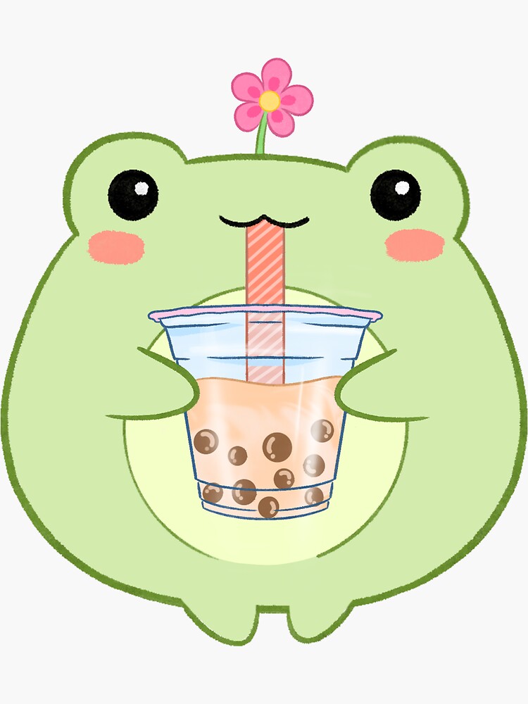 "Frog drinking bubble tea" Sticker for Sale by MissMonday-shop | Redbubble