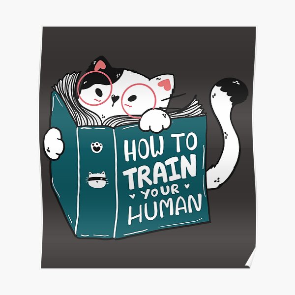 "How To Train Your Human Cute Cat" Poster for Sale by Christienne ...