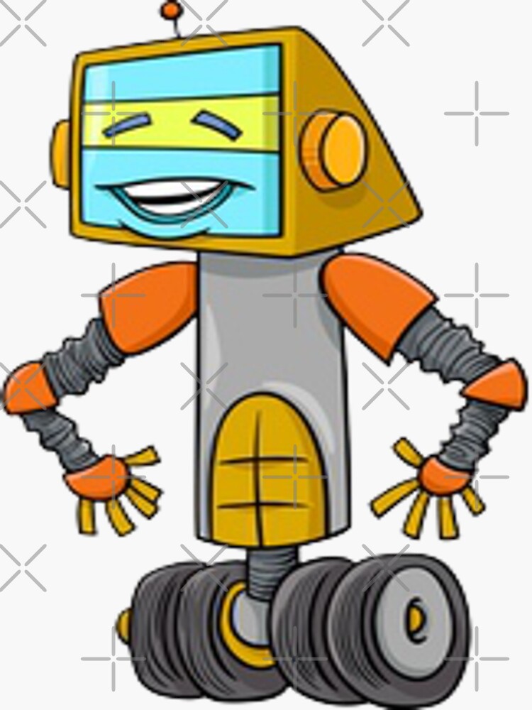 "Smiley Robot Cartoon" Sticker for Sale by Cyebukayire | Redbubble