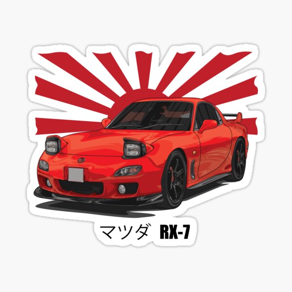 "Mazda RX-7 with japanese flag" Sticker for Sale by Photorized | Redbubble