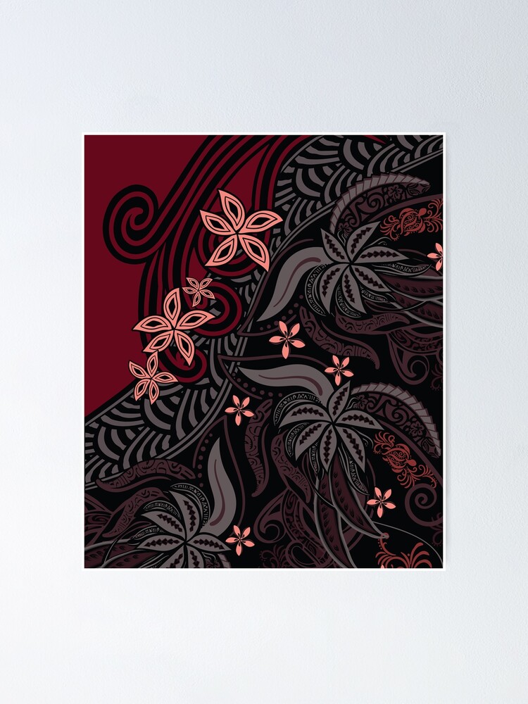 "Polynesian - Hawaiian - Samoan Red Tribal Floral " Poster by ...