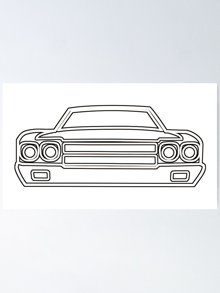 "70 Chevelle White outline large front" Poster for Sale by FabFreakShop ...