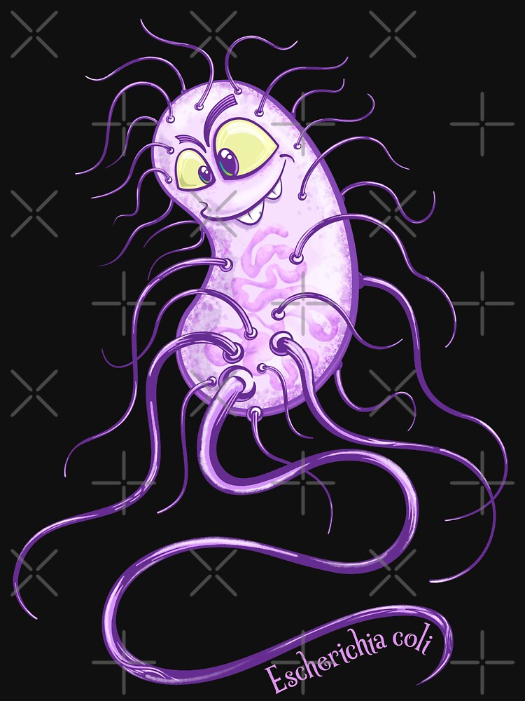 "Escherichia coli bacteria microbiology funny science cartoon" T-shirt ...