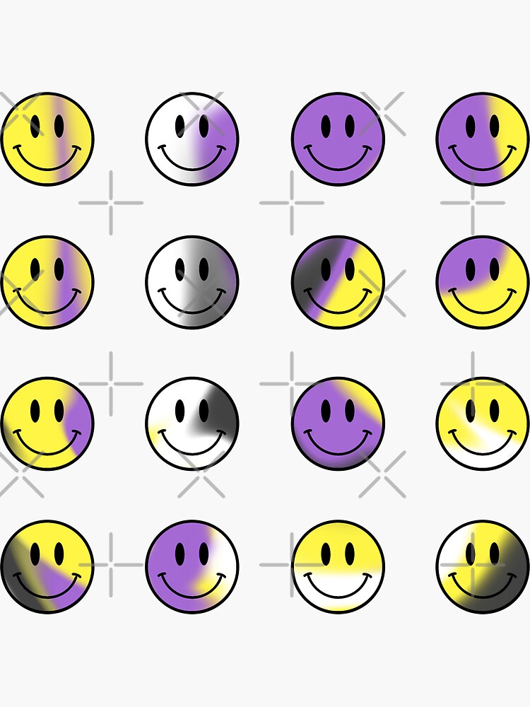 "Mini Smiley Faces Bundle - Nonbinary Pride" Sticker for Sale by ...