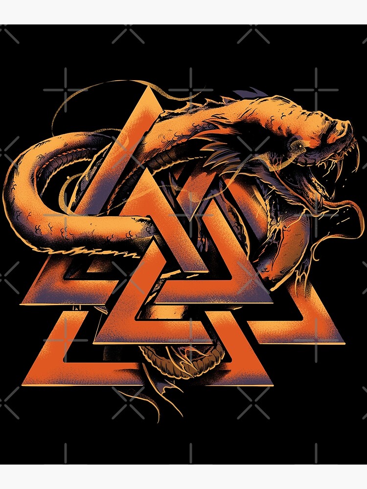"Viking Valknut Jormungandr Norse Pagan Mythology Snake Serpent Orange ...