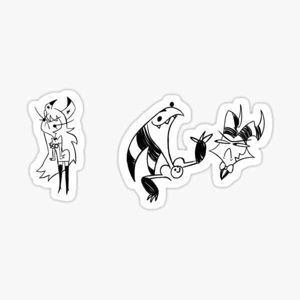 "Verosika, Blitzø, and Moxxie doodles" Sticker by Lottie-Arts | Redbubble