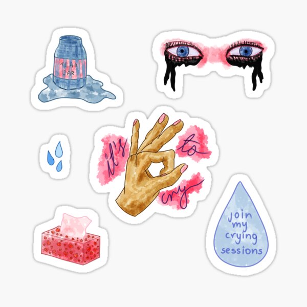 "Crying Themed Sticker Pack" Sticker for Sale by paulinascorner | Redbubble