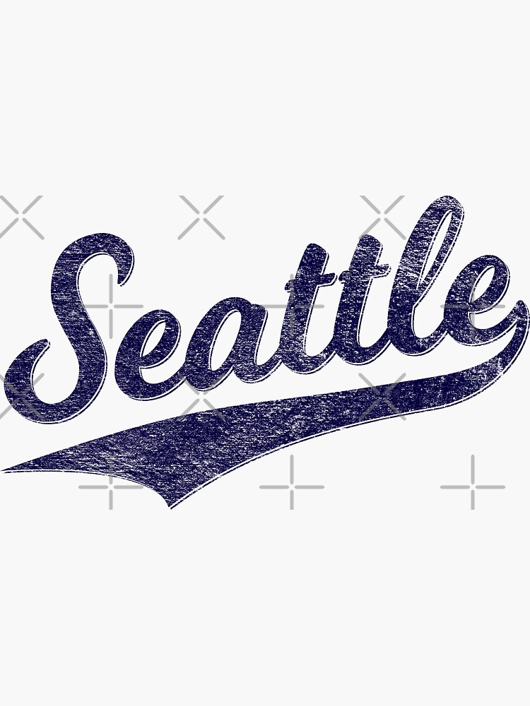 "SEATTLE WASHINGTON BASEBALL SPORT SCRIPT CURSIVE (DISTRESSED BLUE ...