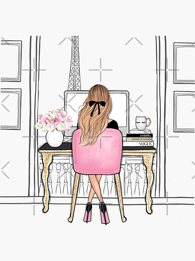 " Girl boss blonde in Paris office fashion illustration " Sticker for Sale by Lalanacliparts ...