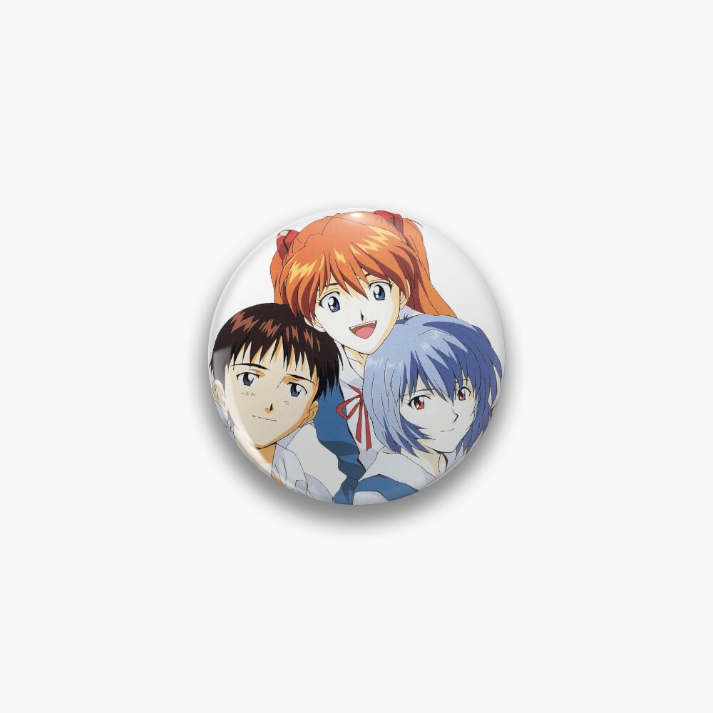 "Neon Genesis Evangelion Shinji, Asuka, Rei, sticker" Pin for Sale by ...