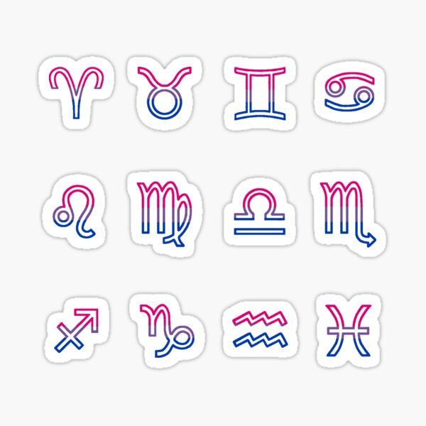 "LGBT Zodiac signs sticker Bisexual" Sticker by Purpleegg | Redbubble