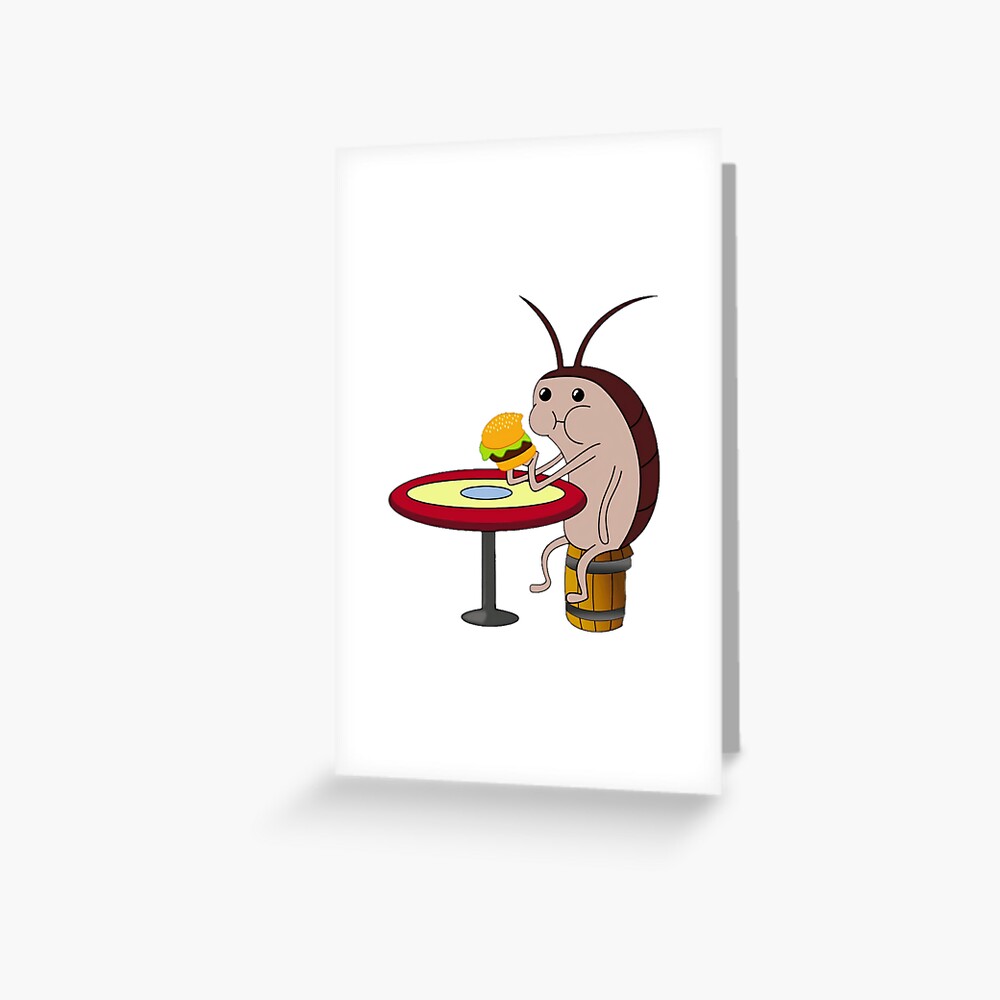"Spongebob cockroach eating krabby patty" Greeting Card for Sale by ...