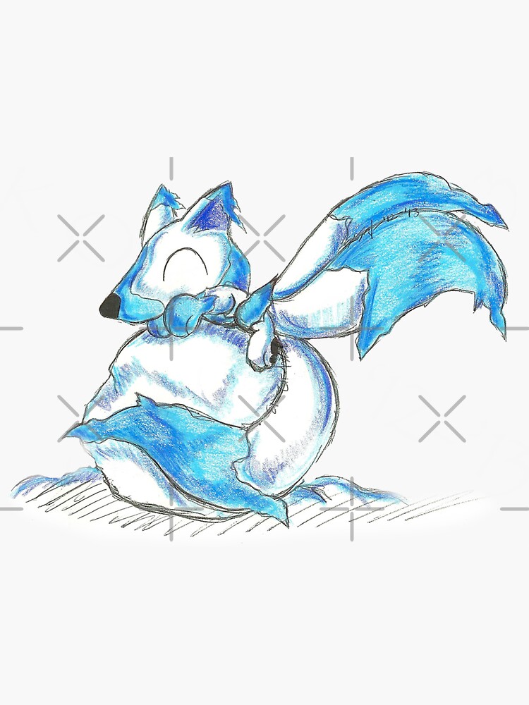 "Ice Kitsune Kit" Sticker by KOKeefeArt | Redbubble