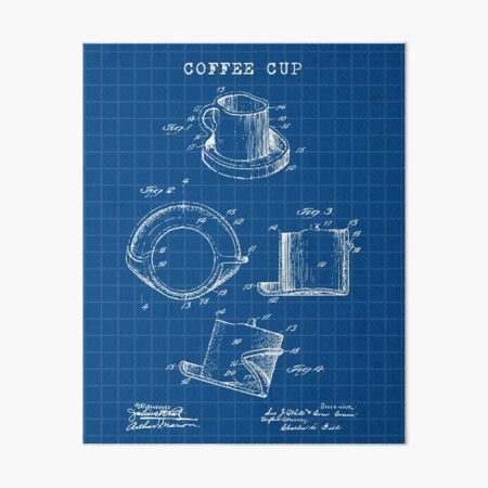 "Coffee Cup Technical Drawing Patent Blueprint" Art Board Print for ...