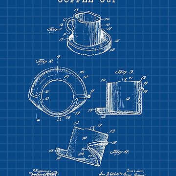 "Coffee Cup Technical Drawing Patent Blueprint" Art Board Print for ...