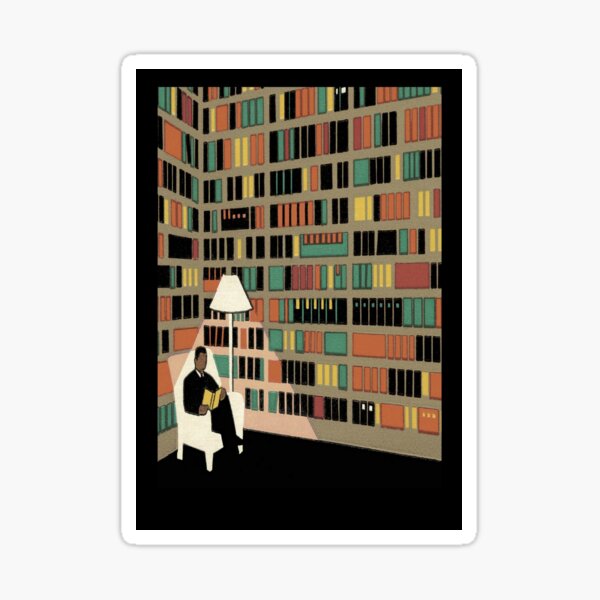 "Man in Library Art" Sticker by booksnbobs | Redbubble