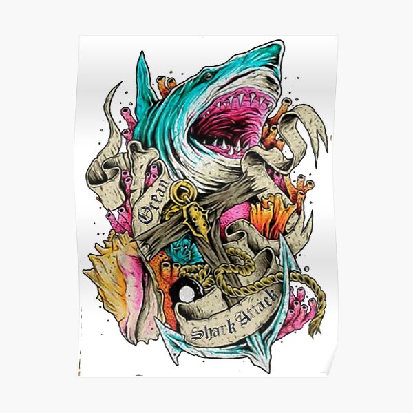 "Davy Jones Locker Shark Attack" Poster for Sale by Mangumba | Redbubble