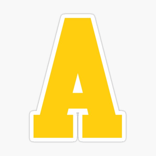 "Alphabet, Yellow A, Sports letter A" Sticker for Sale by TheCultStuff ...