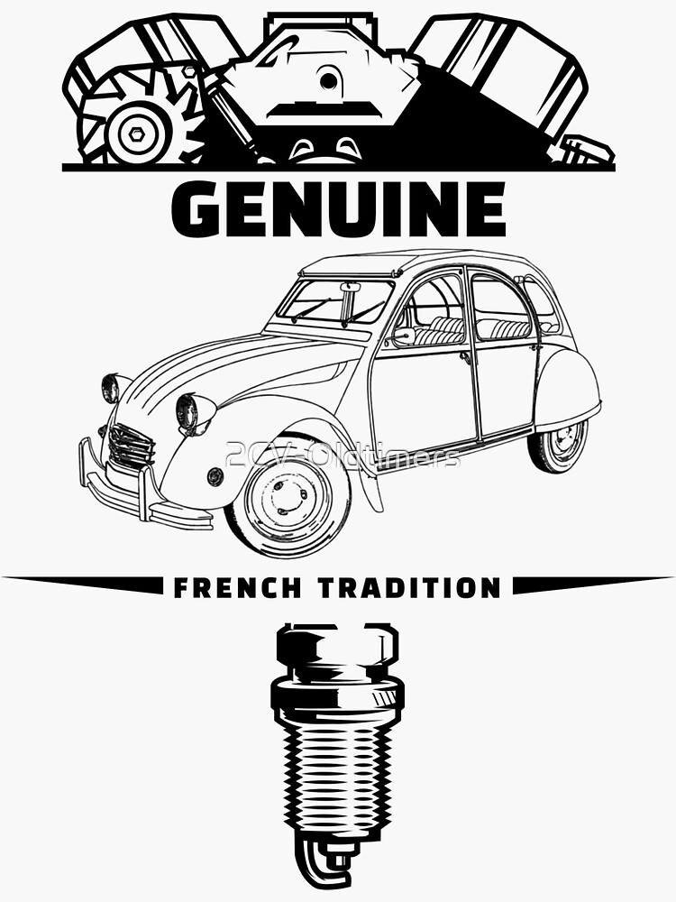 "Oldtimer French tradition 2CV vintage car" Sticker by 2CV-Oldtimers ...