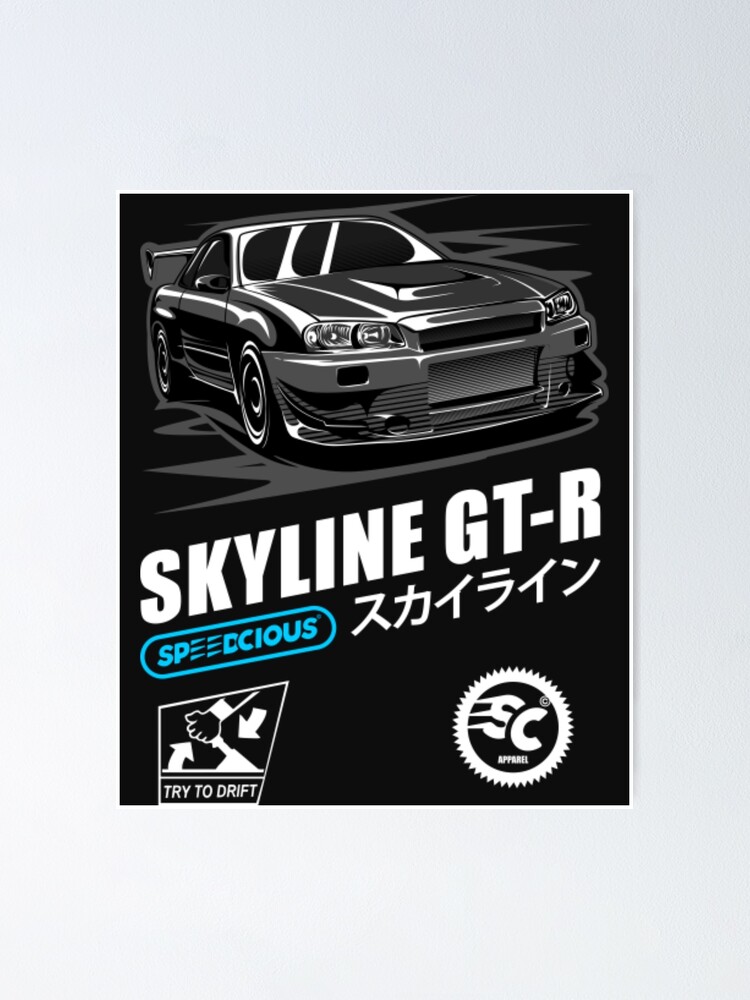 Póster «Gtr R34 Negro GT-R Skyline R34» de CherryTeess | Redbubble