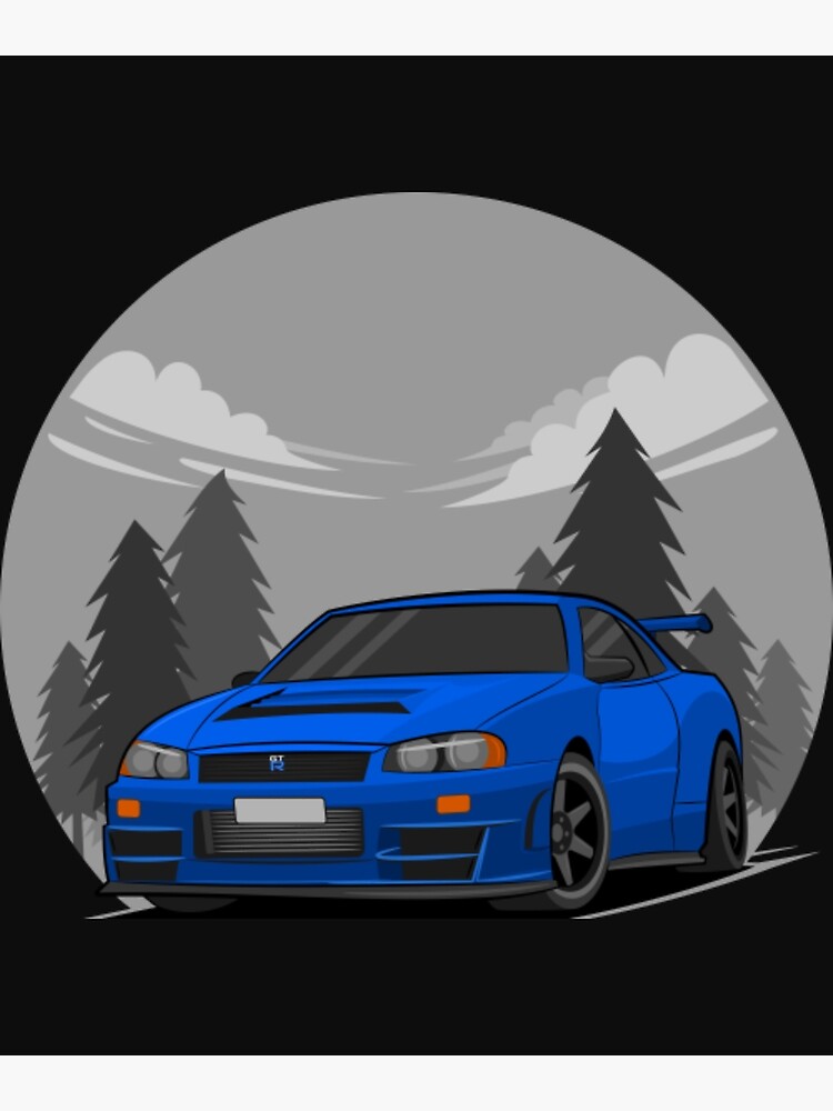 "Gtr R35 blue gtr35 car" Poster by CherryTeess | Redbubble