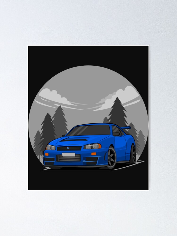 "Gtr R35 blue gtr35 car" Poster by CherryTeess | Redbubble