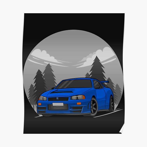 "Gtr R35 blue gtr35 car" Poster by CherryTeess | Redbubble