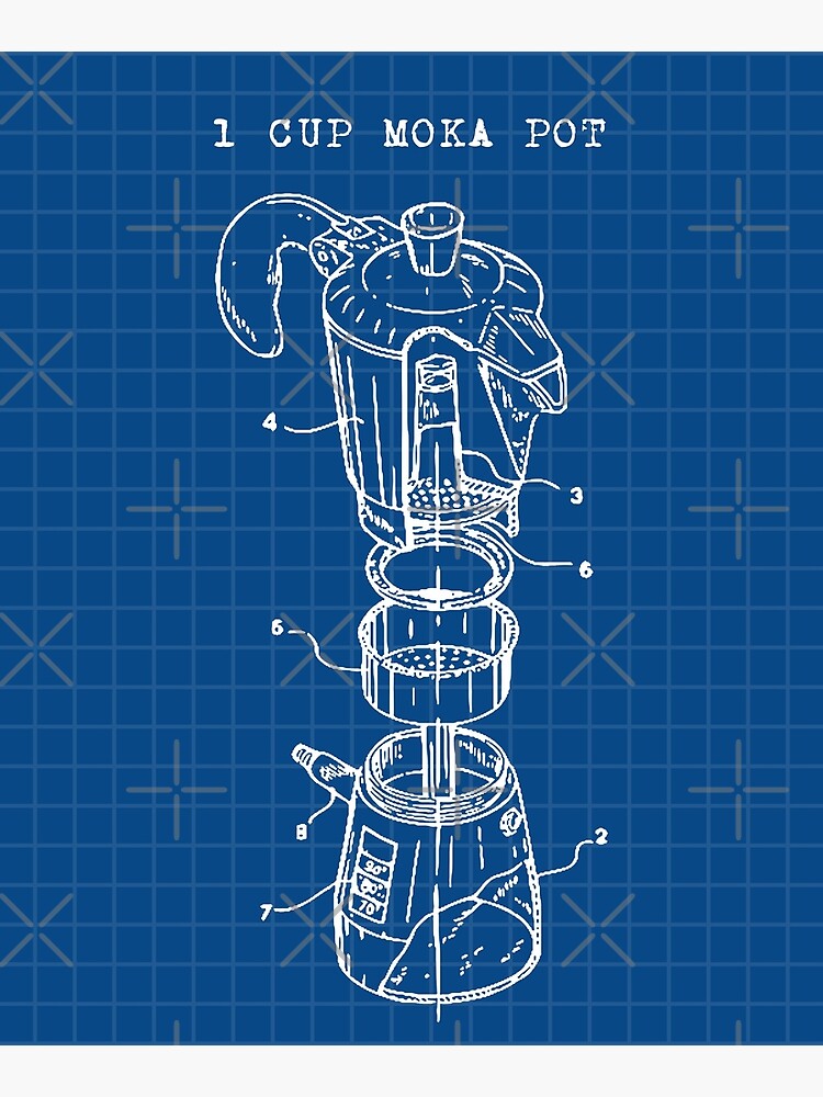 "Moka Pot One Cup Technical Drawing Patent Blueprint" Poster for Sale ...