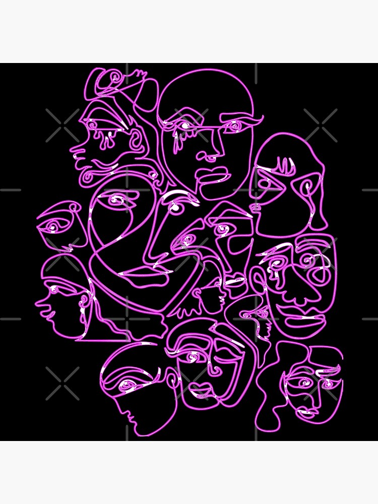 "One line Drawing Artwork - Tetris of faces" Poster for Sale by ...