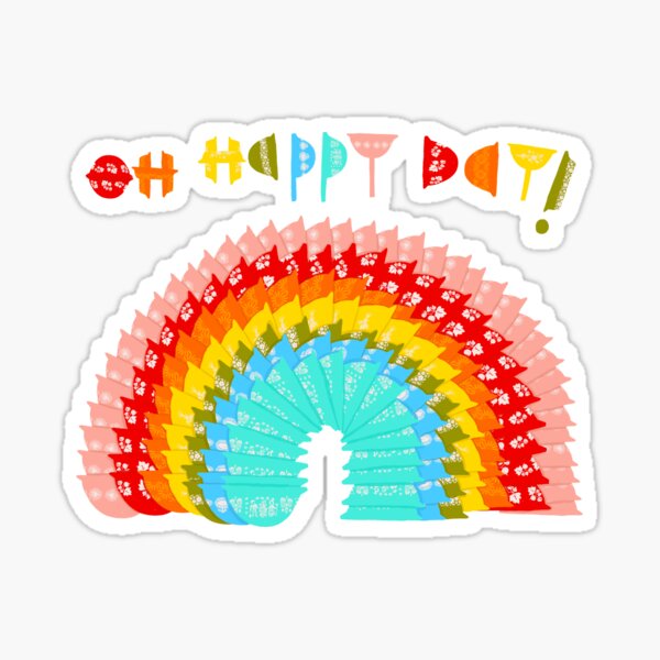 "Oh Happy Day! Rainbow Vintage Mixing Bowls" Sticker for Sale by ...
