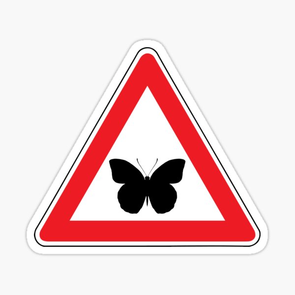 "Warning sign butterfly" Sticker for Sale by dubiljubi2810 | Redbubble