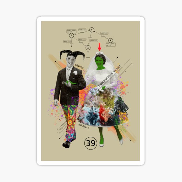 "Married Couple with Multicolours and Numbers and Jester Hat" Sticker ...