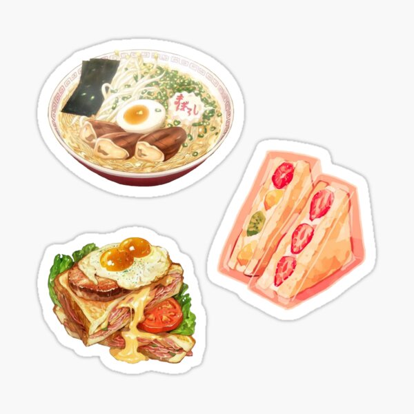 "Kawai anime food sticker pack" Sticker for Sale by Cutiearora | Redbubble