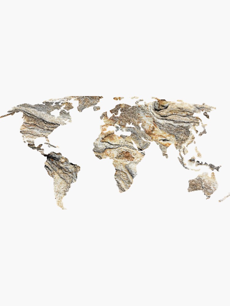 "Rustic Sandstone Marble World Map" Sticker by NelBo | Redbubble